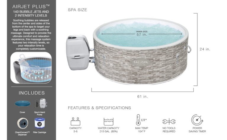 Bestway SaluSpa Vancouver Hot Tub AirJet Plus Portable Spa
