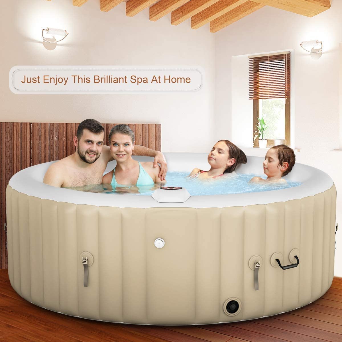 Goplus 4-6 Person with Bubble Massage Inflatable Hot Tub Spa